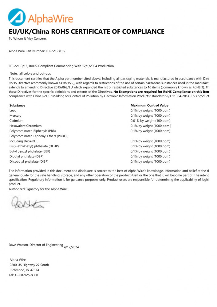 Alpha Wire FIT-221-3/16 compliance page 4