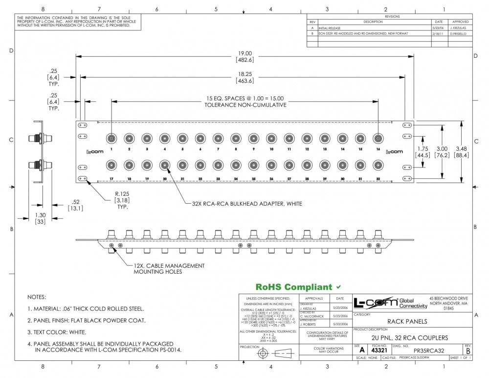 L-com PR35RCA32 technical document page