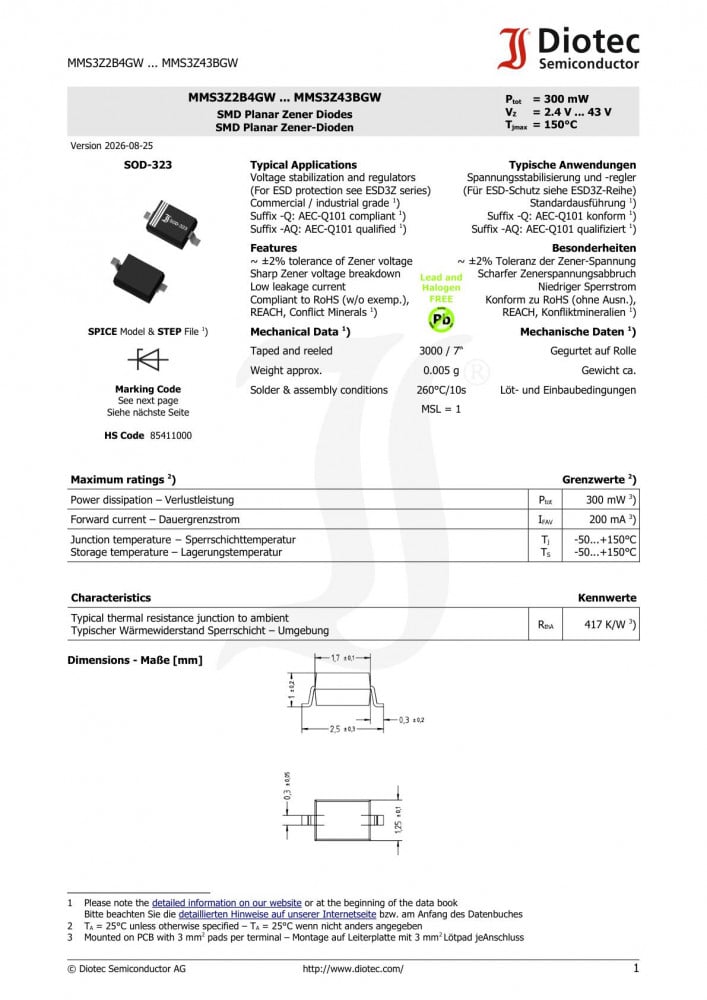 MMS3Z20BGW datasheet page 1