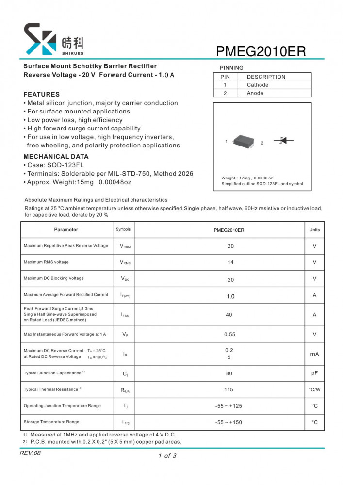 PMEG2010ER datasheet page 1