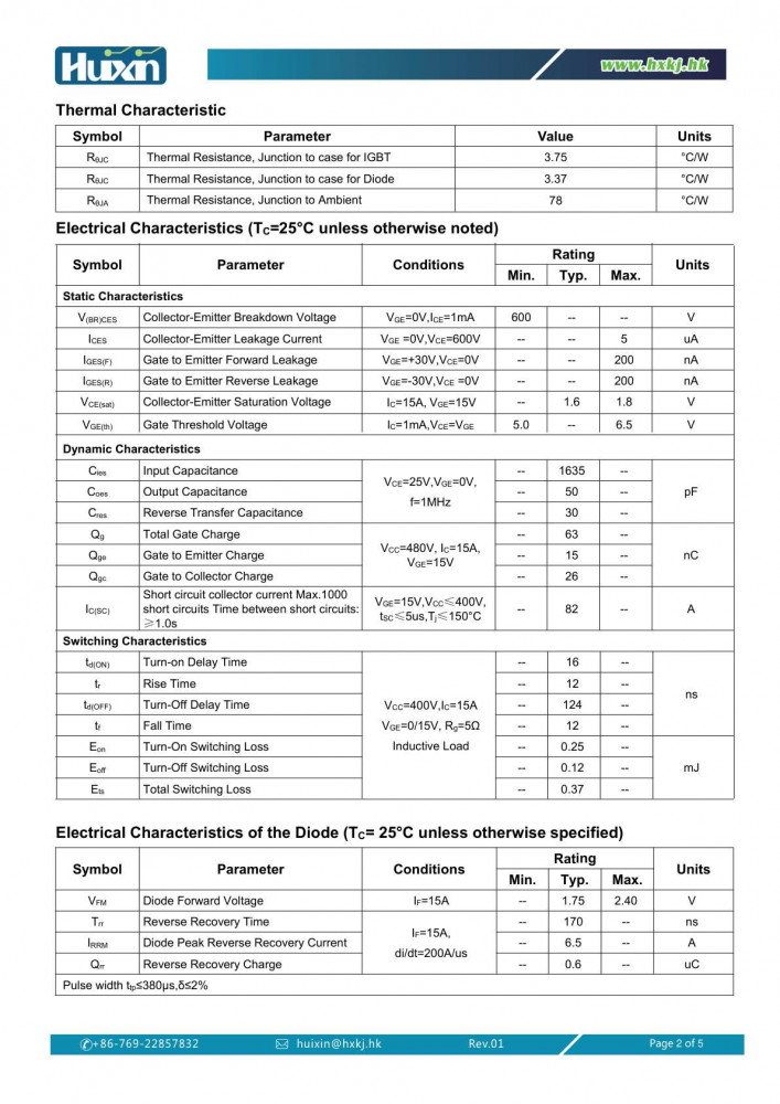 H15T60 datasheet page 2