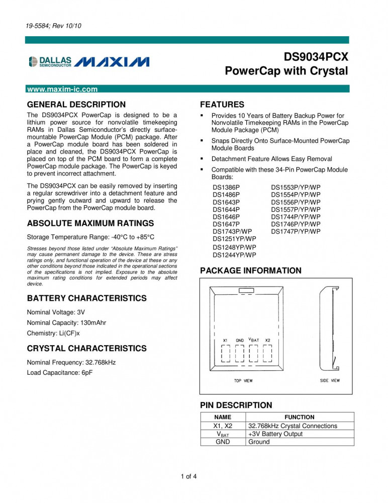 DS9034I-PCX+ technical document page 1