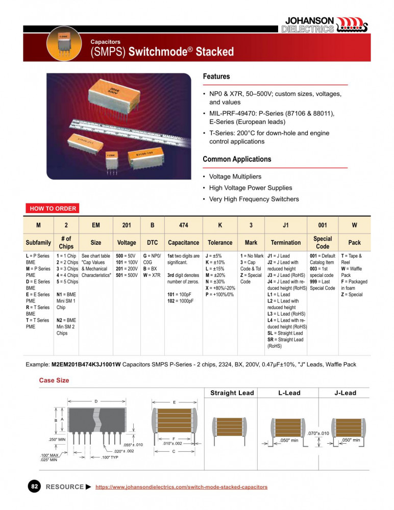 Johanson Dielectrics technical document, page 1