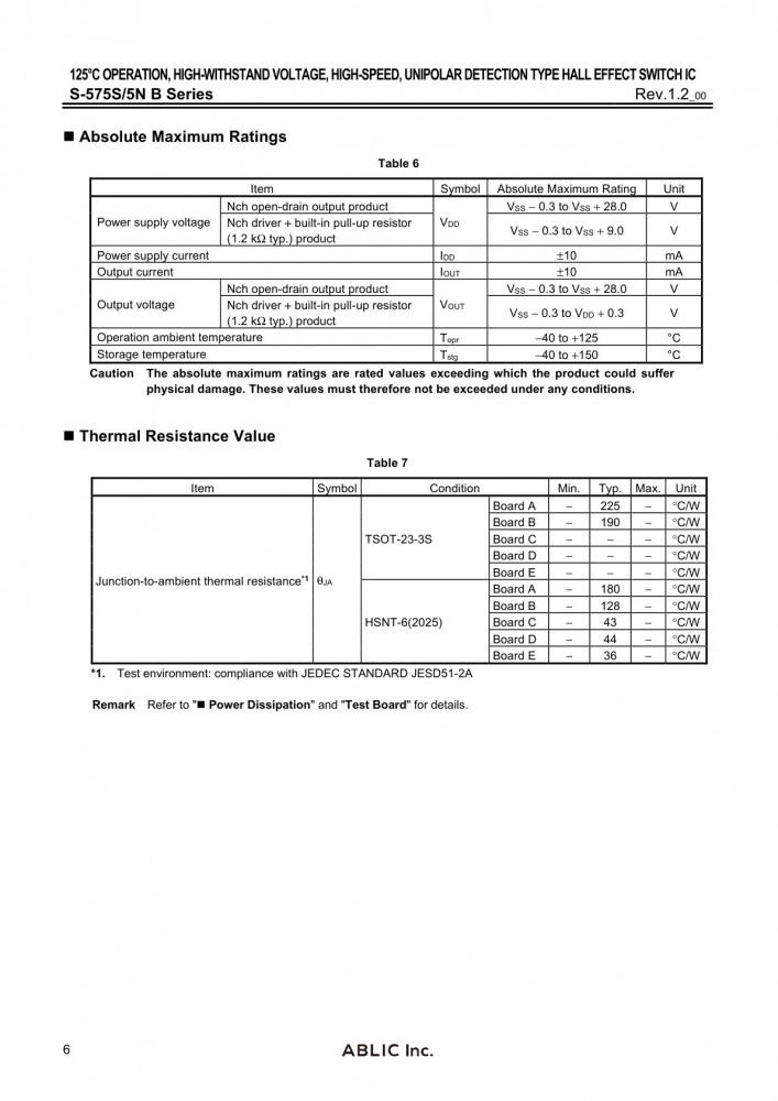 ABLIC S-575 datasheet page 6