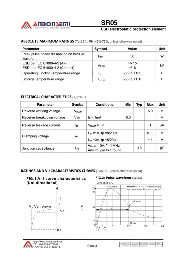 AnBon SR05 datasheet page 2