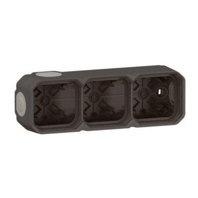 Plexo™ - 2-gang surface box with 4 membrane glands (3x1 entry + 1x2 entries) - Horizontal and vertical - IP55 - Anthracite