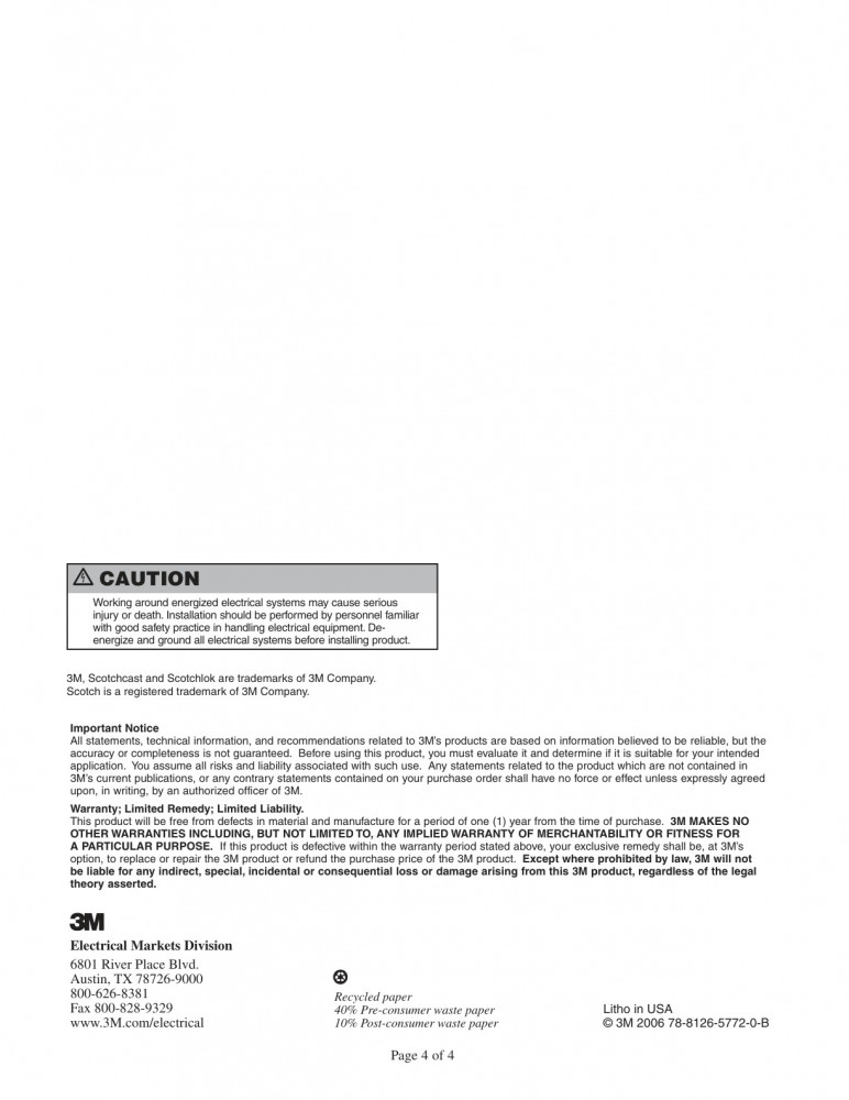 3M Scotchcast 72-N Series installation information