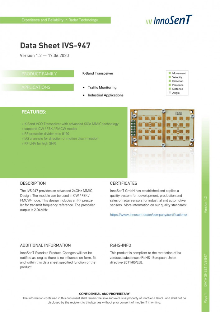 IVS-947 datasheet page 1