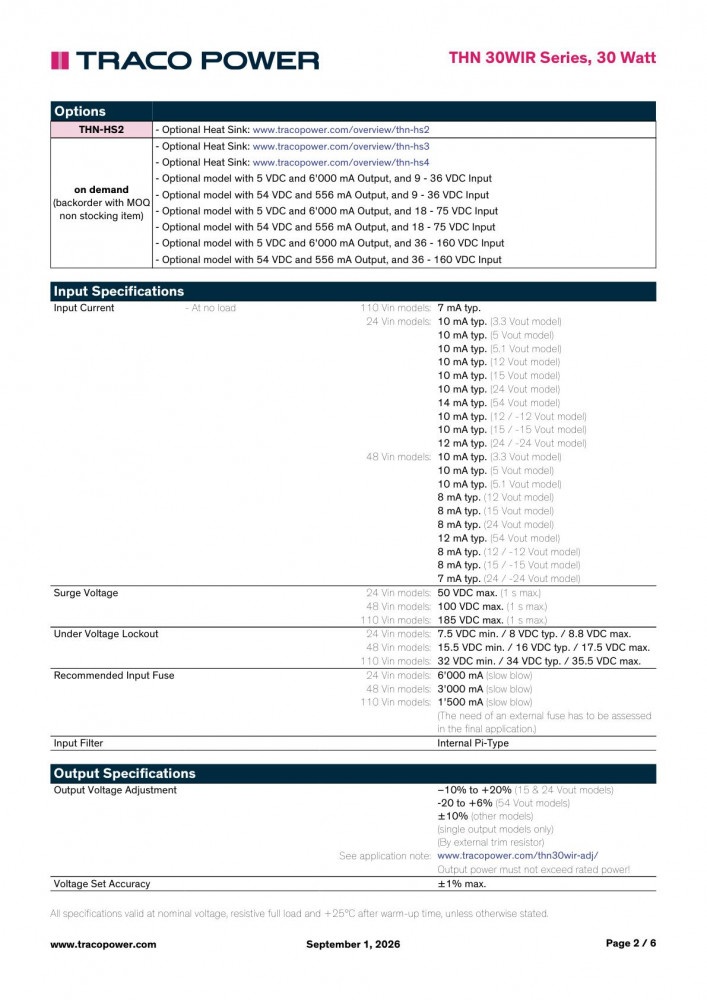 THN 30WIR technical document page 2