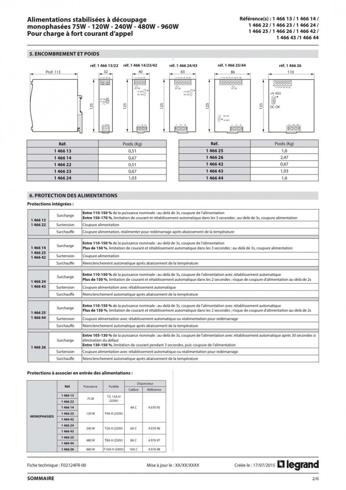 Legrand technical document, page 2