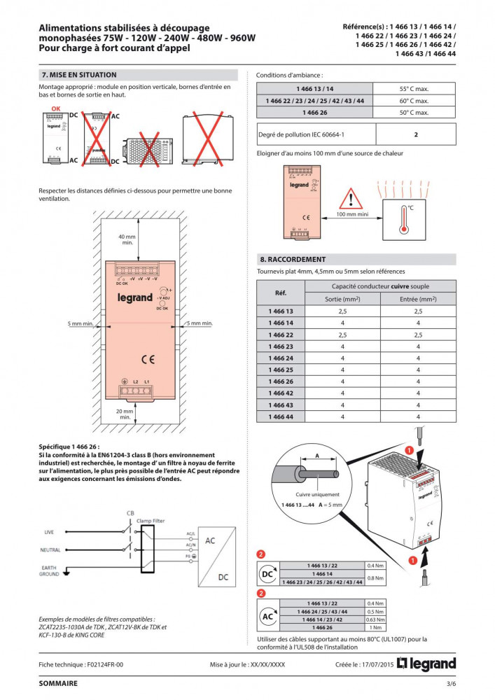 Legrand technical document, page 3