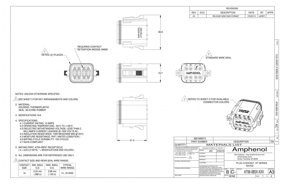 Amphenol AT06-08SC drawing page 1