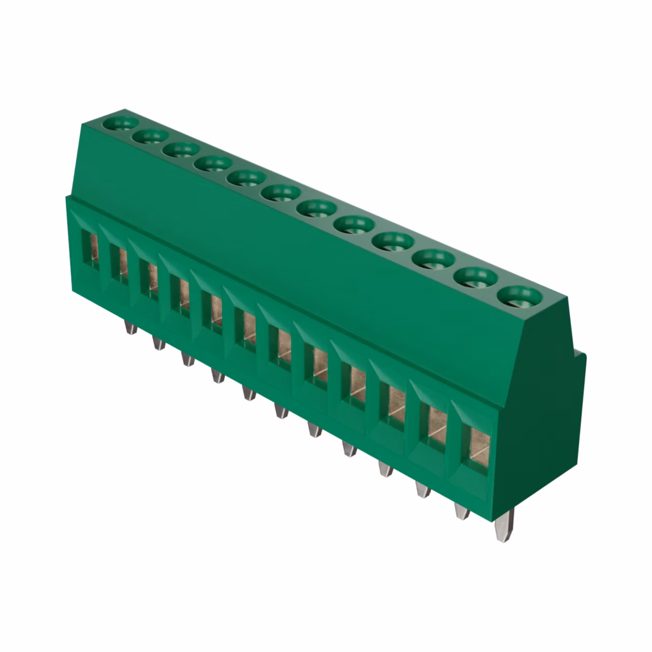 2.54mm Pitch Beau Eurostyle Fixed Mount PCB Terminal Block, Green, 12 Circuits for sale