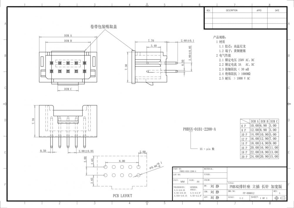 PHB10-01B1-2200-A technical drawing