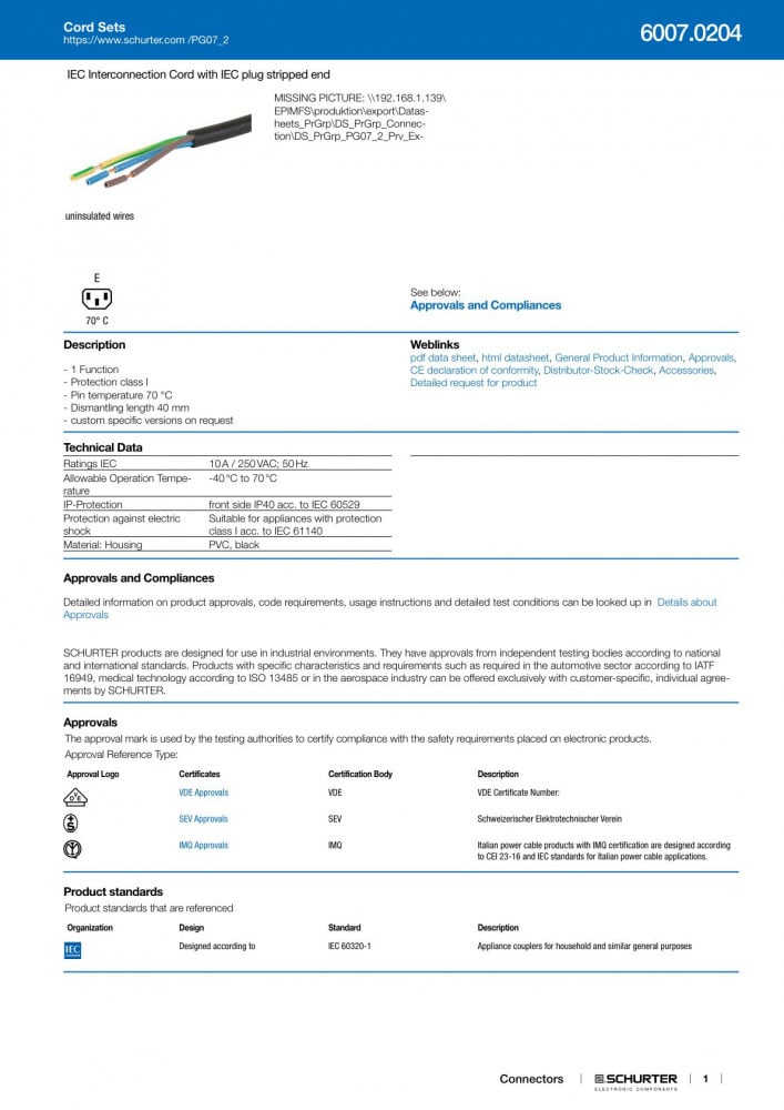 SCHURTER 6007.0204 datasheet page 1