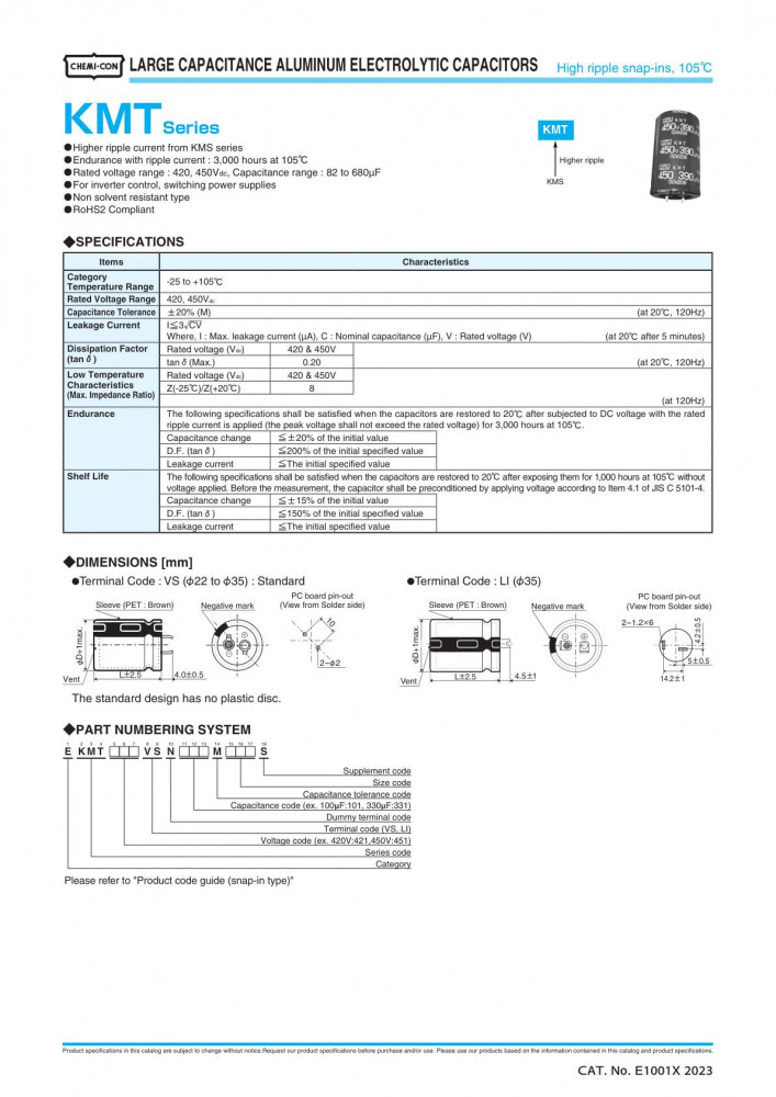NCC KMT series technical document, page 1