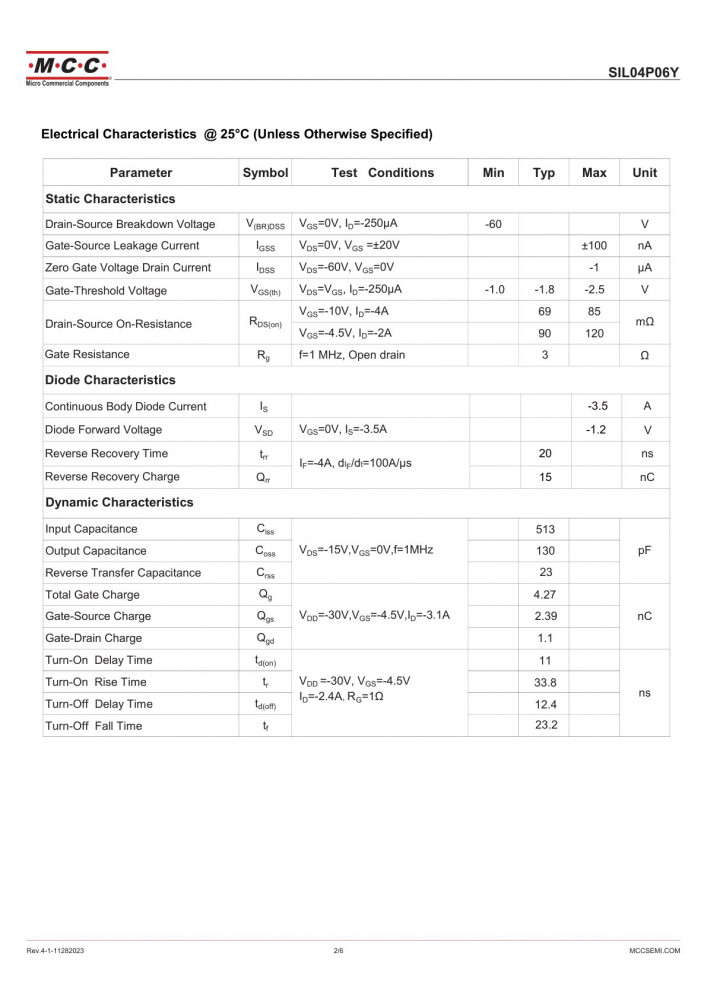 SIL04P06Y-TP datasheet page 2