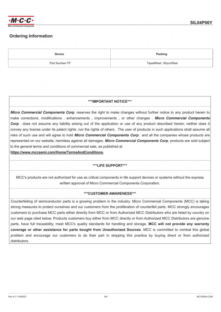 SIL04P06Y-TP datasheet page 6
