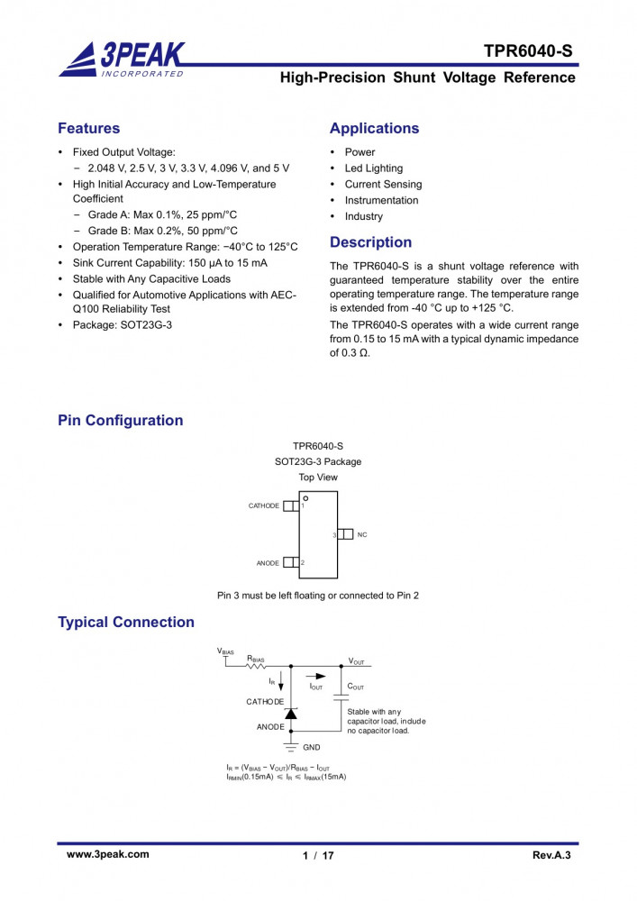 TPR6040F40-S3TR datasheet page 1
