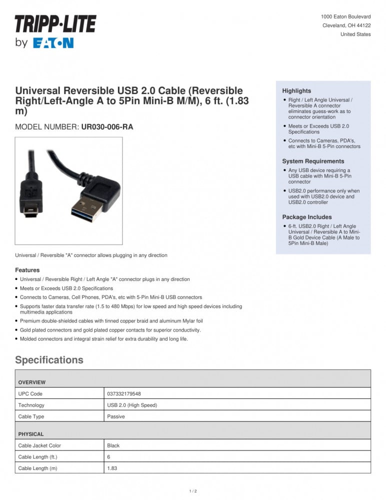 UR030-006-RA product documentation page 1