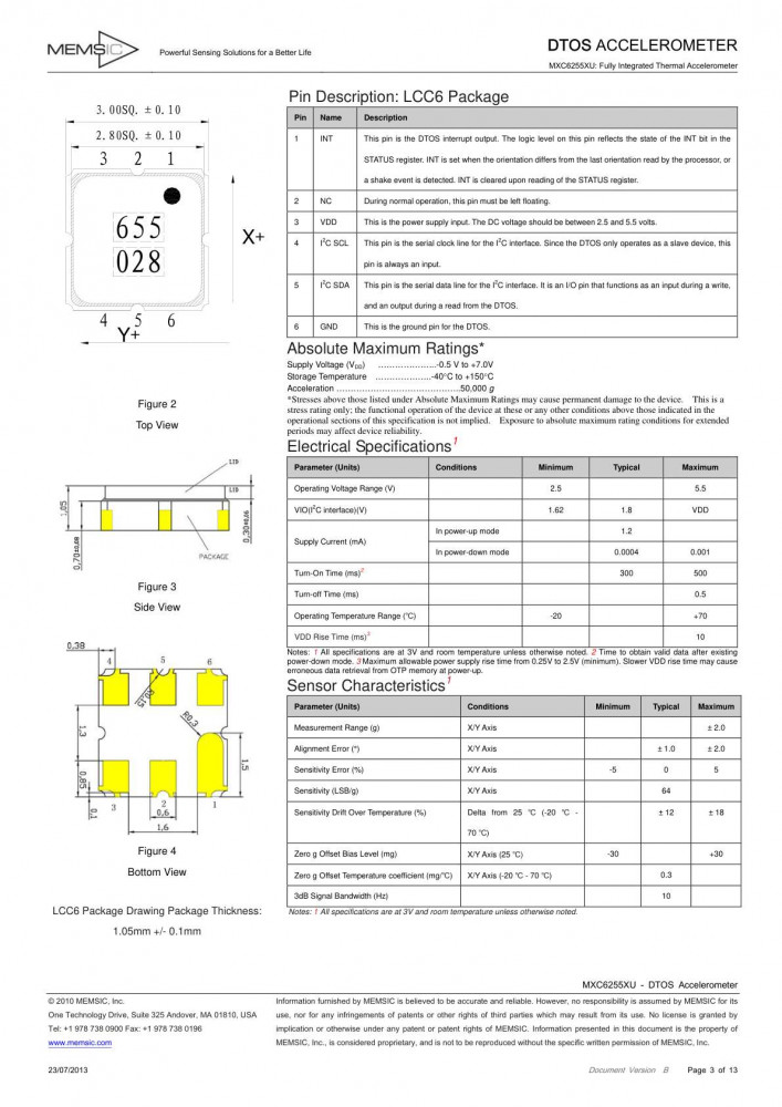 MXC6255XU datasheet page 3