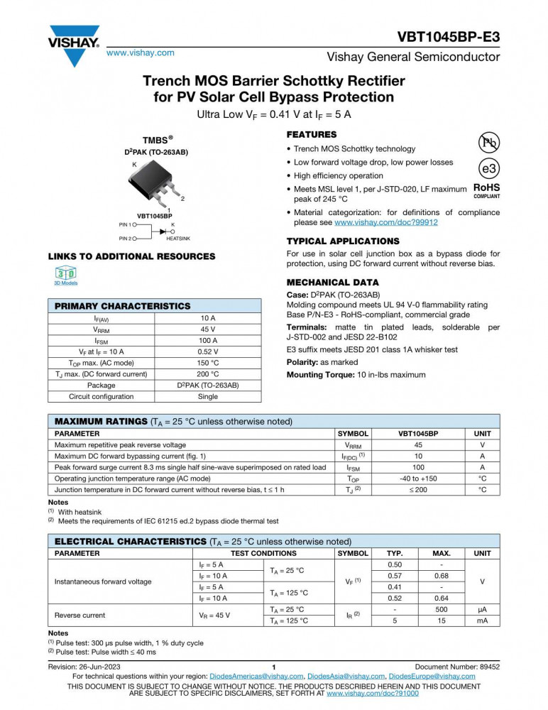 VBT1045BP datasheet page 1