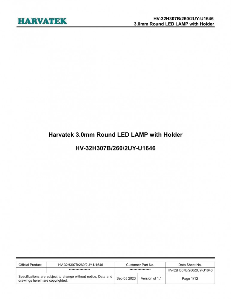 HV-32H307B/260/2UY-U1646 datasheet page 1