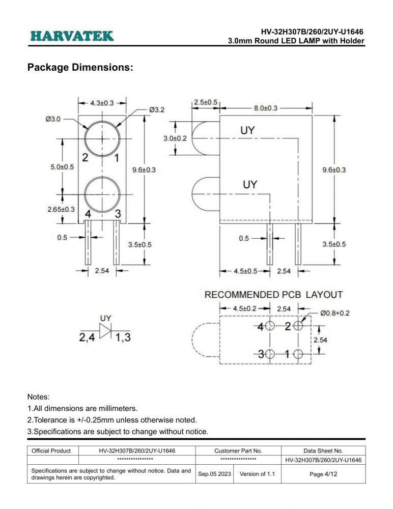 HV-32H307B/260/2UY-U1646 datasheet page 4