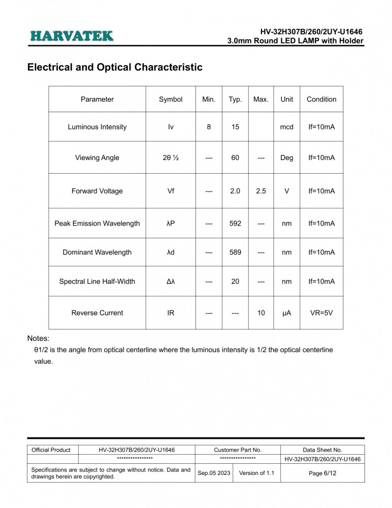 HV-32H307B/260/2UY-U1646 datasheet page 6