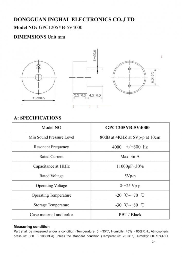 GPC1205YB-5V4000 specification document page 2