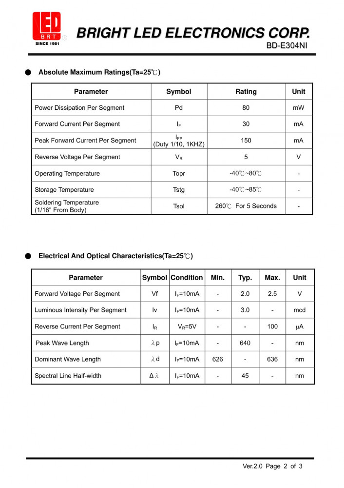 BD-E304NI datasheet page 2