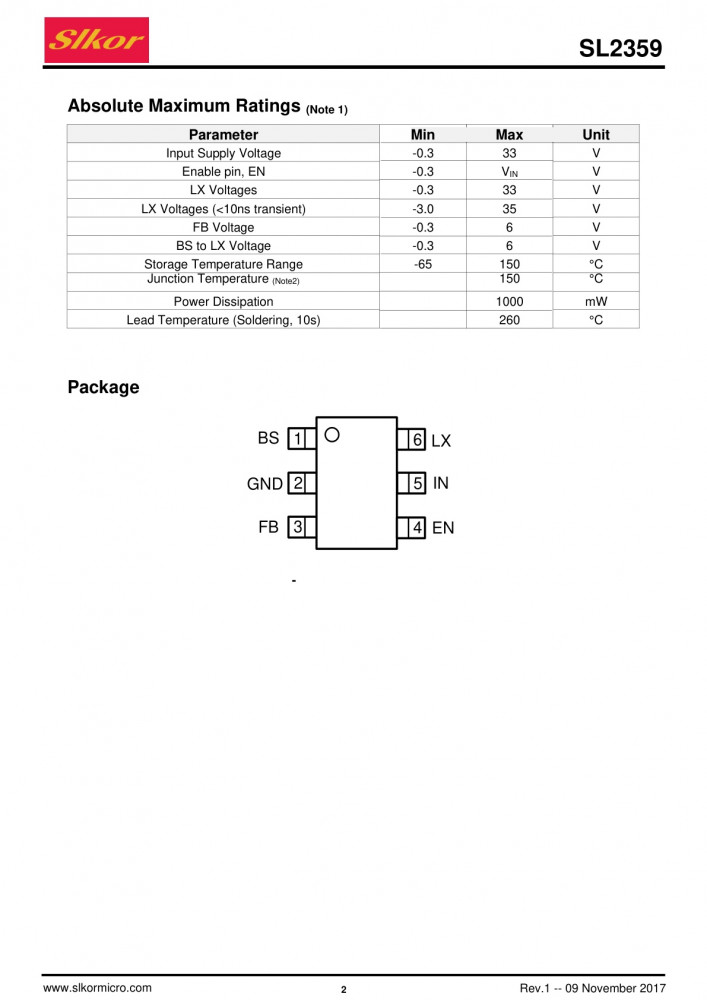 SL2359 datasheet page 2
