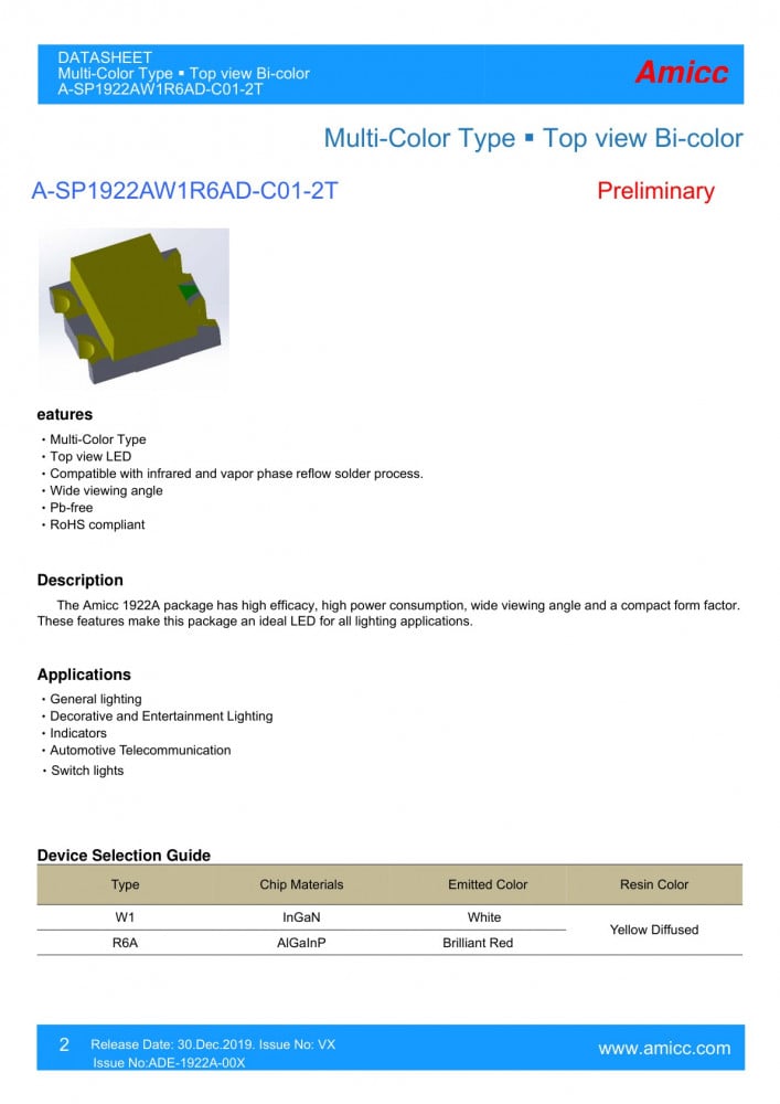 A-SP1922AW1R6AD-C01-2T datasheet page 2