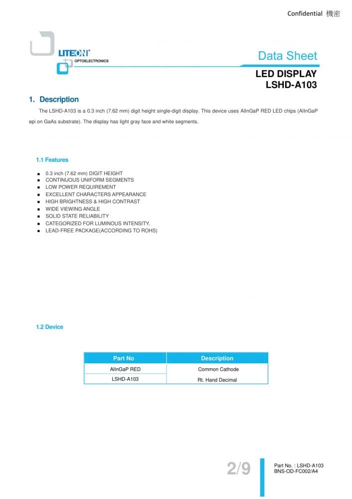 LSHD-A103 datasheet page 3