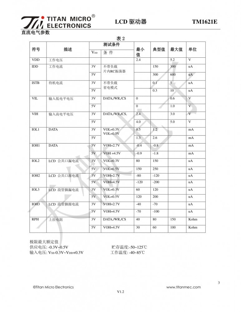 TM1621E datasheet page 3