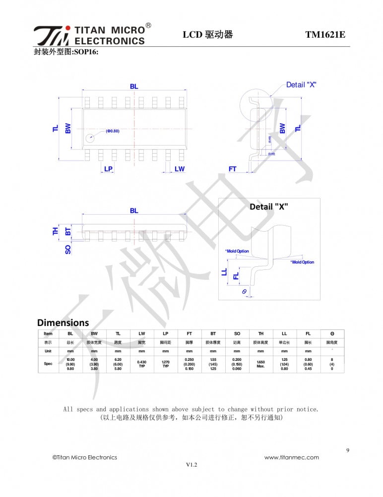 TM1621E datasheet page 9
