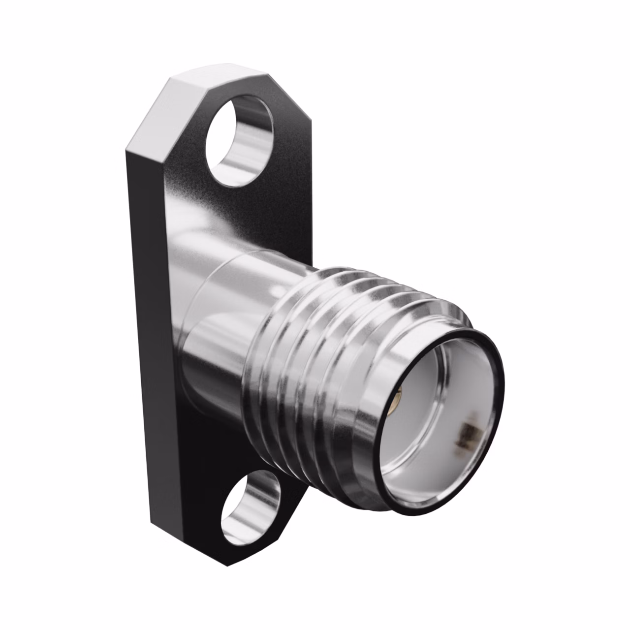 SMA Jack, Straight, 2-Hole Flange Mount, Flat Tab Contact, Stainless Steel Body, Passivated, 50 Ohms for sale