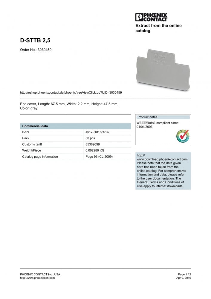 D-STTB 2,5 3030459 technical document page 1