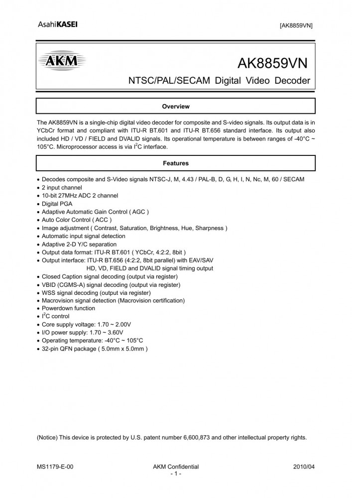 AK8859VN datasheet page 1