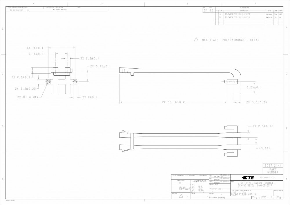 TE Connectivity 2057121-1 controlled drawing preview