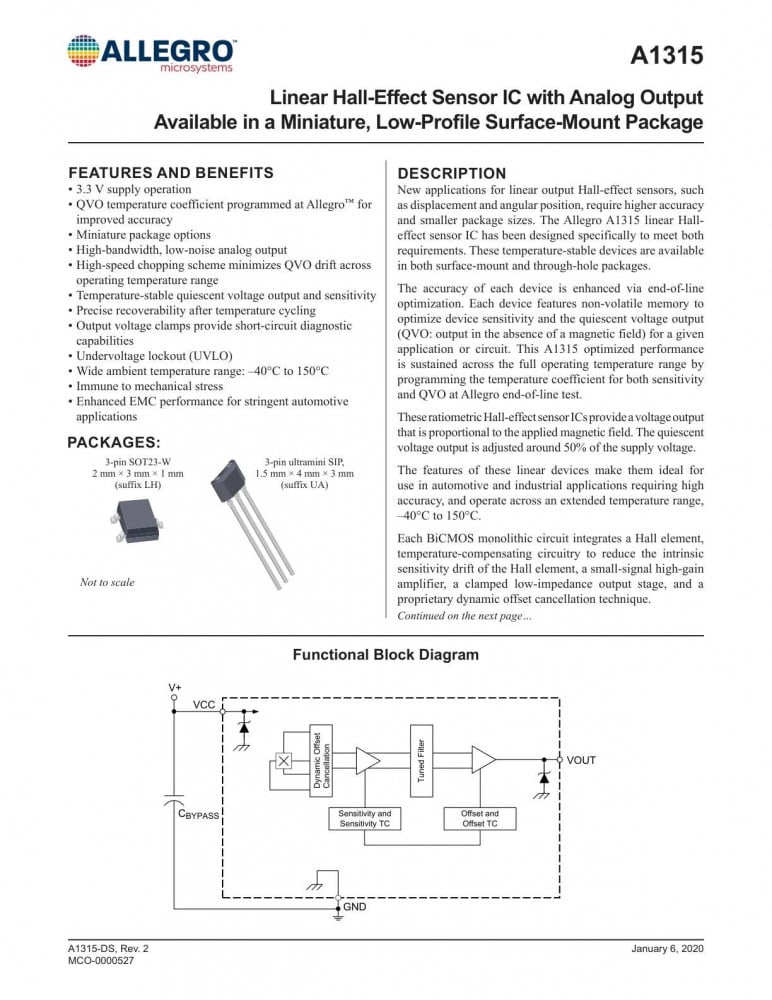 A1315 datasheet page 1
