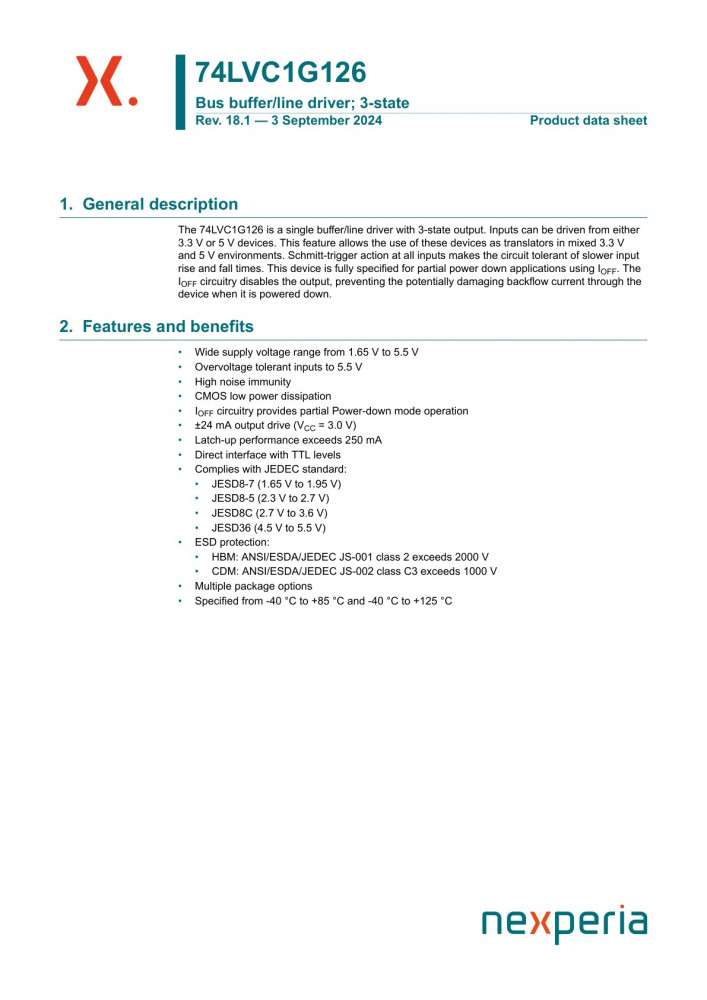 74LVC1G126 datasheet page 1