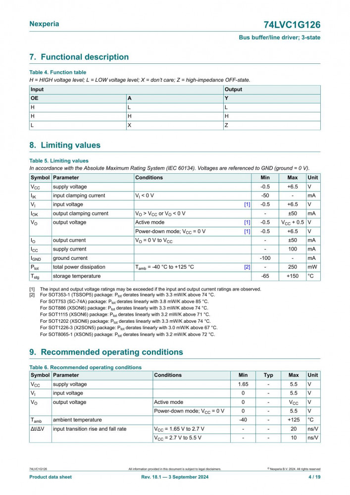 74LVC1G126 datasheet page 4