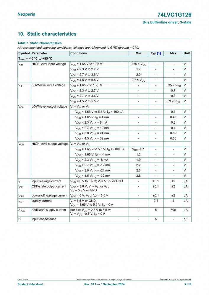 74LVC1G126 datasheet page 5