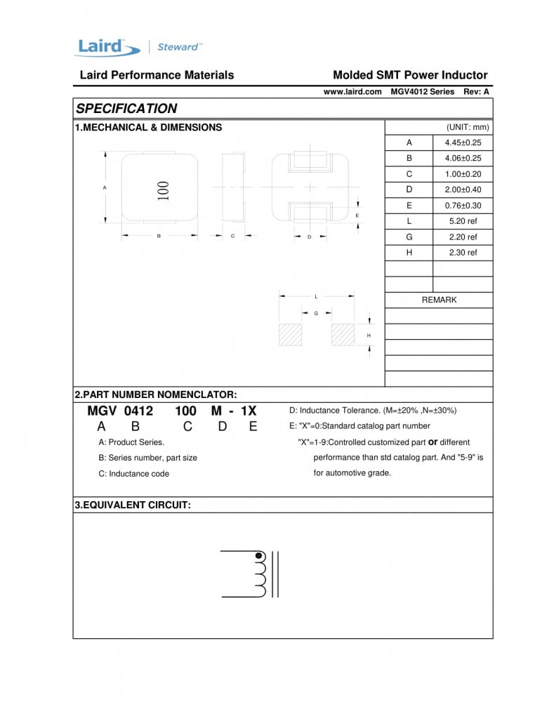 Laird MGV0412 datasheet page 2
