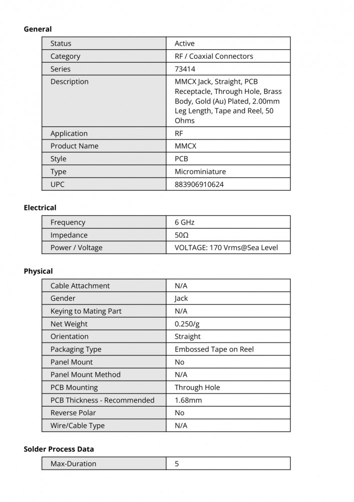 Technical document image 2 for MOLEX 734140291