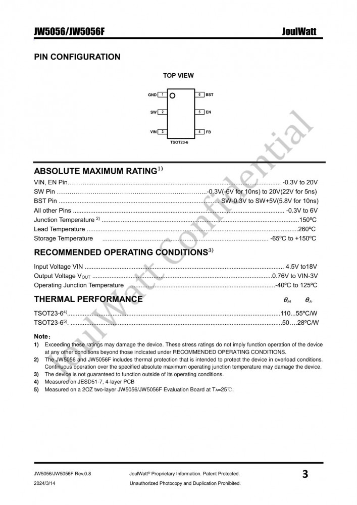 JW5056 datasheet page 3