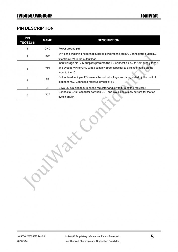 JW5056 datasheet page 5