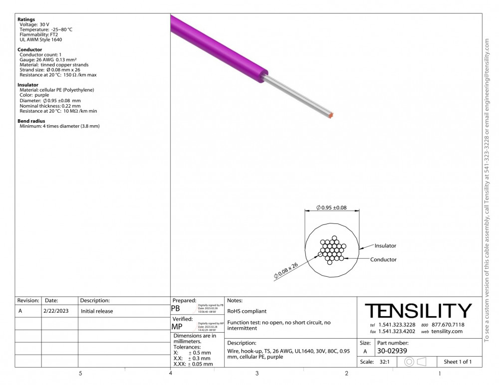 Tensility International 30-02939 product drawing