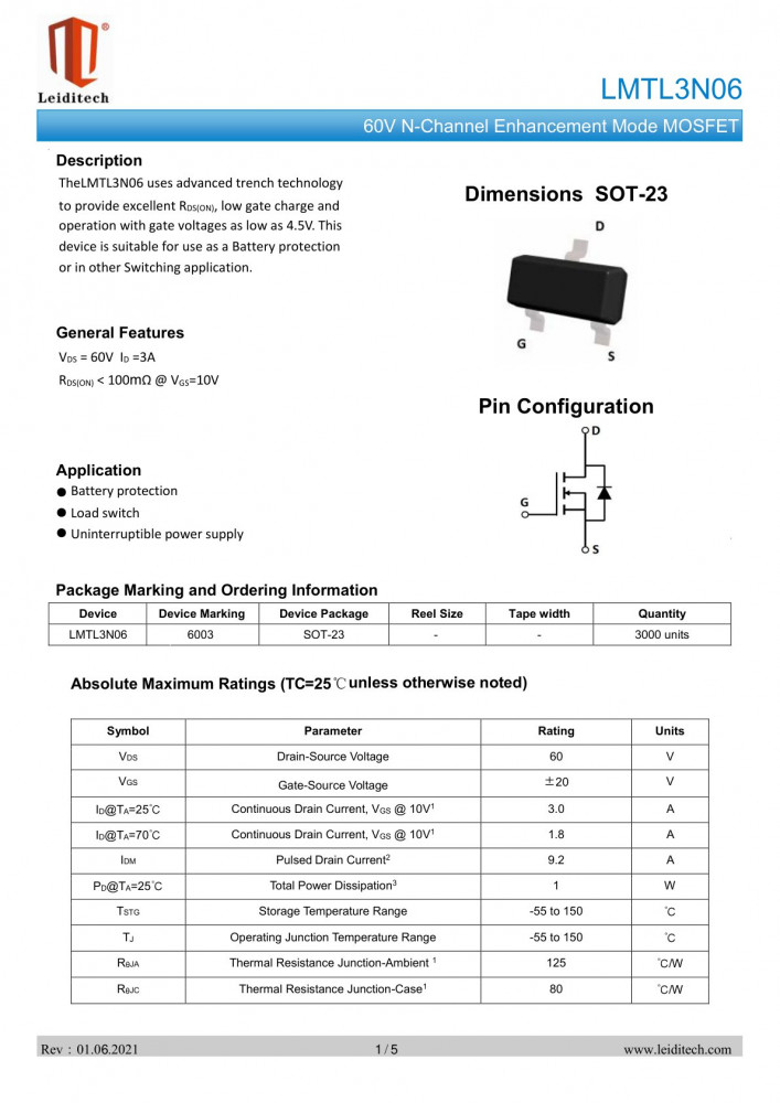 LMTL3N06 datasheet page 1